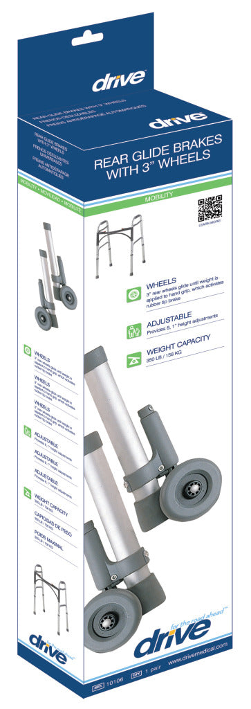 Drive Medical Brakes, Rear Wheel Walker with 3" Wheels – Essential ...